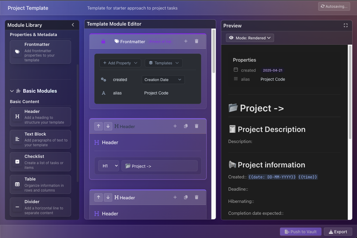 Obsidian Template Creator